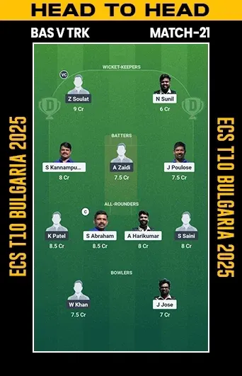 BAS vs TRK Dream11 Prediction Today Match 21 ECS Bulgaria, 2025