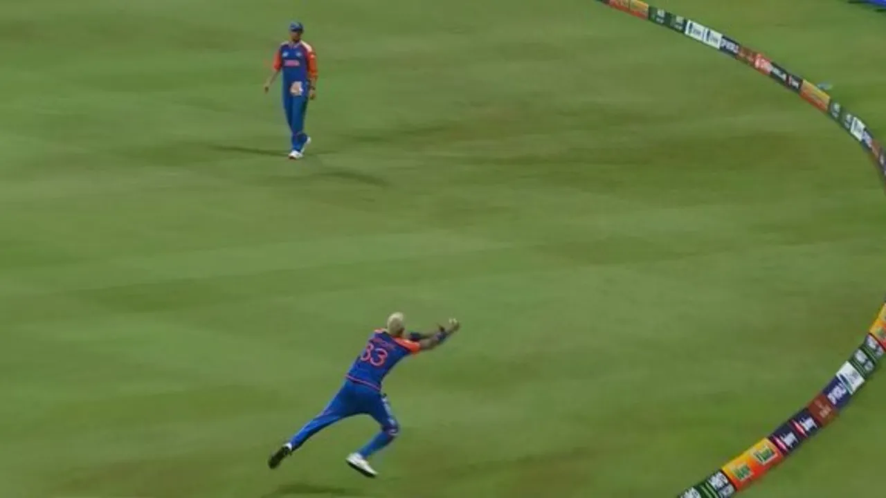 [WATCH] Hardik Pandya takes jaw-dropping one-handed catch against Oman in Asia Cup 2025